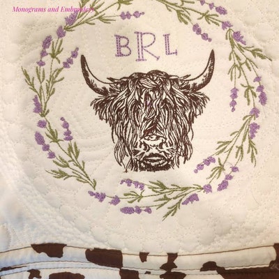 Lavender Flower Wreath Machine Embroidery Wedding Floral Botanical Love ...