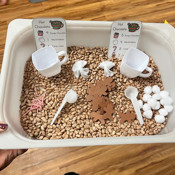 Hot Chocolate Sensory Bin | Sensory Bin | Preschool Winter Game ...