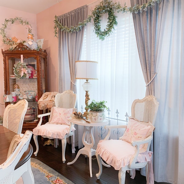 Ruffled Chair Covers With Ties-seat Arm Chair Seat Cover Linen ...