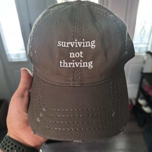Overwhelmed. Distressed Ball Cap - Etsy