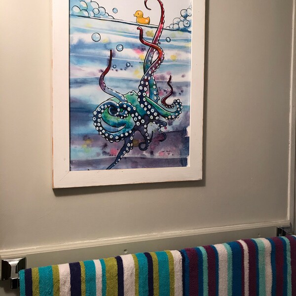 Bath Time Octopus : Art Print, Colorful Cute Octopus Watercolor ...