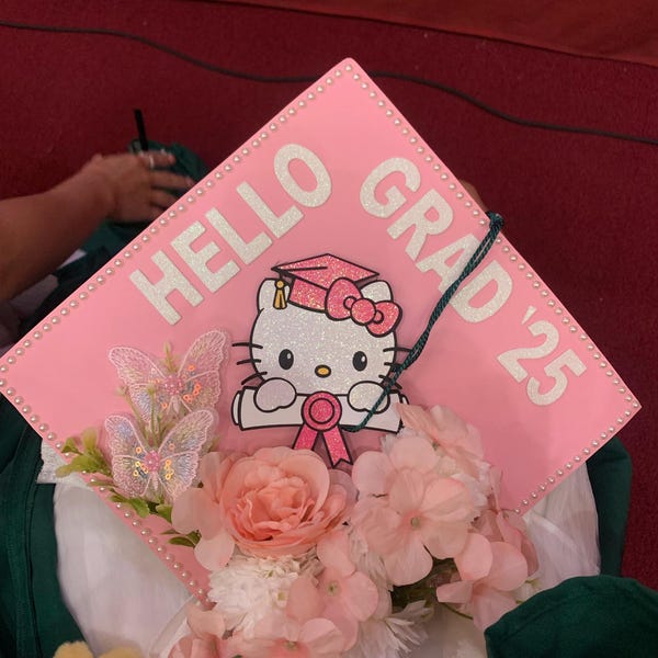 Graduation Kitty (cardstock) Bouquet Topper / Grad Cap Topper / Topper ...