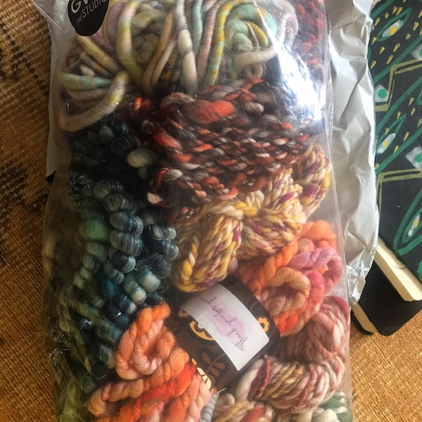 Spiral Hand Spun Art Yarn, Pink Merino Wool Yarn for Knitting and ...