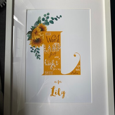 Personalised Bible Verse Name Print, Christian Nursery Name Art ...