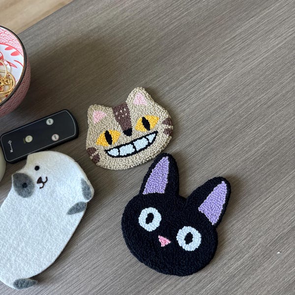 Bow Punch Needle Mug Rug Coaster Coquette Bow Tufted Cup Coasters ...