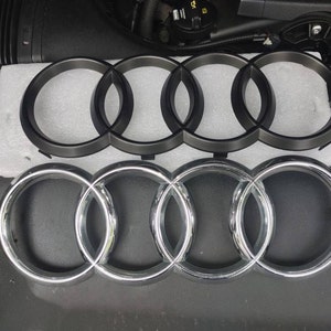 Audi Etron Rear Rings Gloss Black Emblem for E-TRON SUV Trunk Lid Badge ...