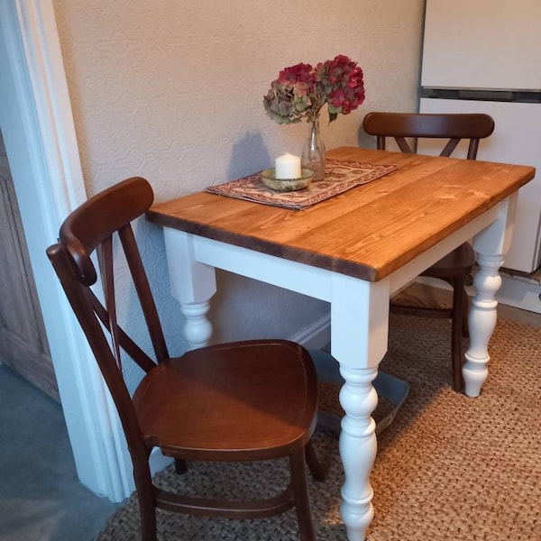 Rustic Narrow Farmhouse Table - Handcrafted Solid Wood Dining Furniture ...
