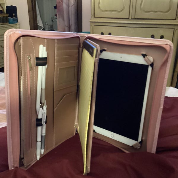 Personalized Pink PU Leather Portfolio for Women,3 Ring Binder Notepad ...