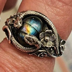 Bloodstone Mushroom Garden, Silver Mushroom Ring, Mushroom and Flower ...