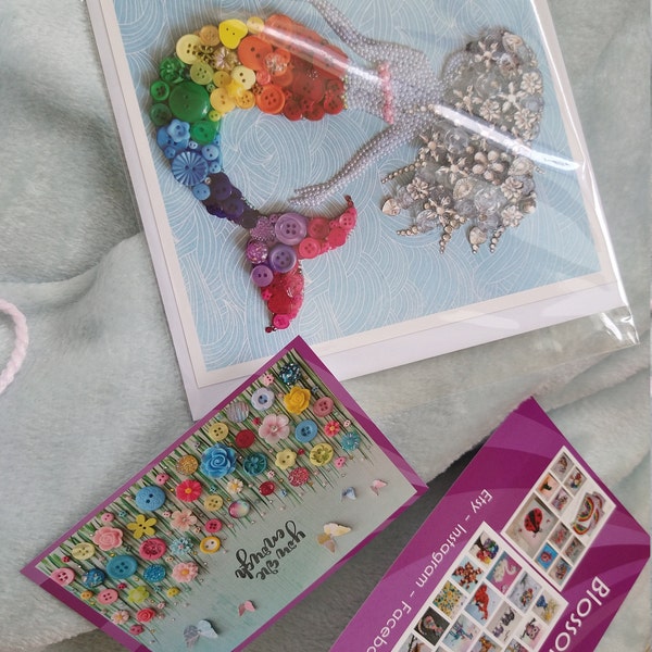 PRINTED Rainbow Mermaid Card, Flat Printed Card, Mermaid Theme Card ...