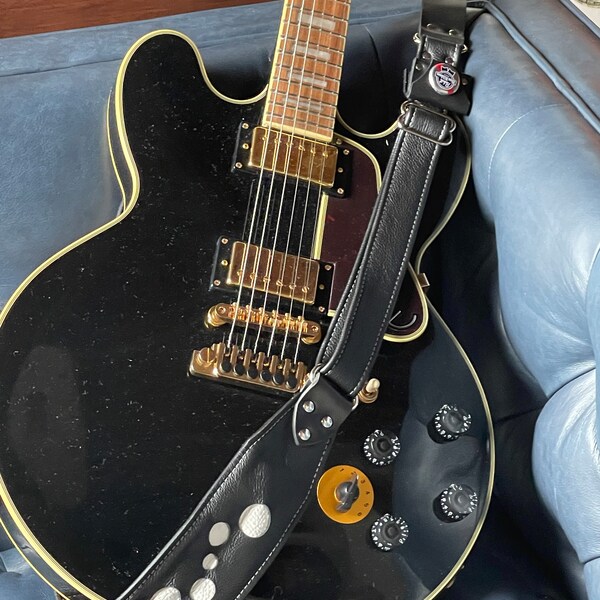 Leather Inlay Series 3" Black/white Leather Guitar Strap - Etsy