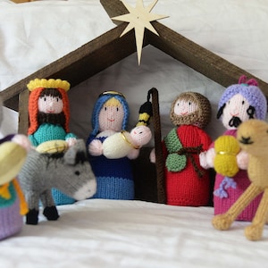 Hand Knitted Nativity Set. Shepherd With Two Sheep. Christmas ...