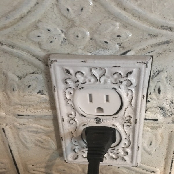 Shabby White Outlet Cover, Wall Plug Cover, Distressed Electrical ...