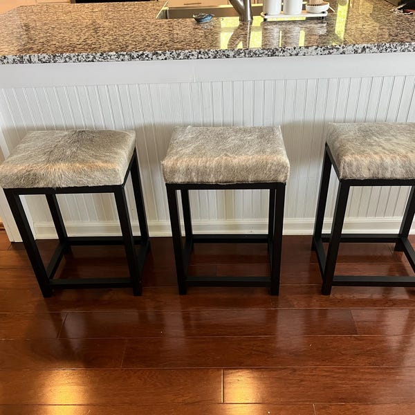 Genuine Cowhide and Steel Custom Made Counter Stool, Can Be Used With ...