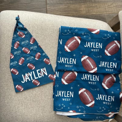Football Swaddle Set, Football Baby Blanket, Personalized Sports Baby ...