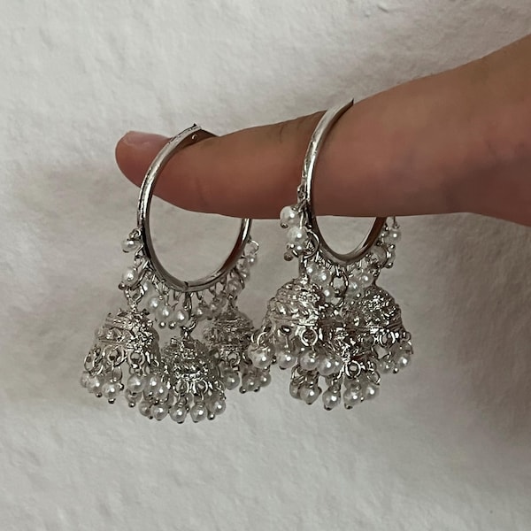 Silver Bridal Set - Pearl Indian/ Pakistani Style With Jhumka Earring ...