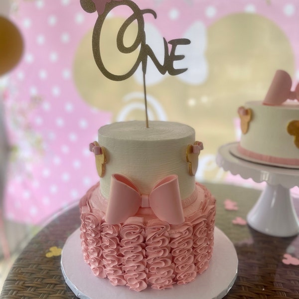 One Minnie Mouse Cake Topper, One Cake Topper, 1st Birthday Minnie ...
