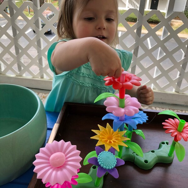 Flower Building Toy Set, Stacking for Toddlers, Colorful Garden Game ...