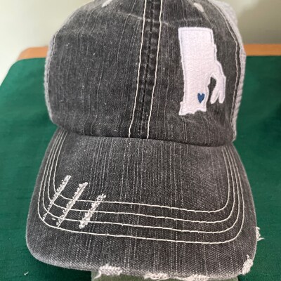 State Hat Distressed Women's Trucker Personalized State Embroidered Cap ...