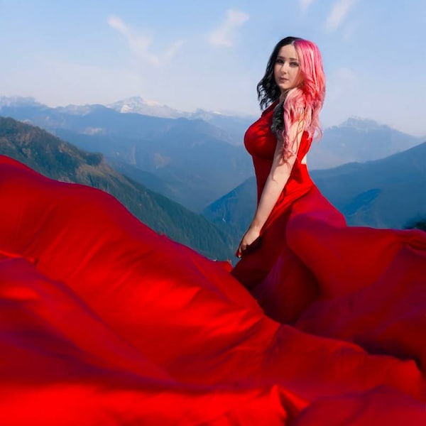 Red Flying Dress - Long Flying Dress for Photoshoot - Flyaway Dress ...