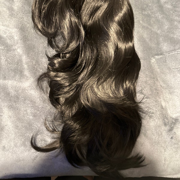 Black Gothic Cosplay Wig With Bangs Long Wavy Curly Thick Anime Goth ...