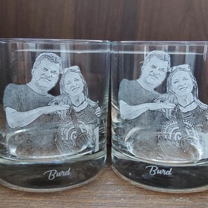 Etched Rocks Glasses whiskey Glass, Picture on Glass, Family Photo ...