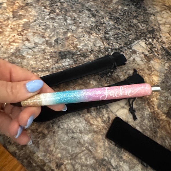 Rainbow Ombre Glitter Beach Pens, Custom Ink Joy Gel Pens, Beach ...