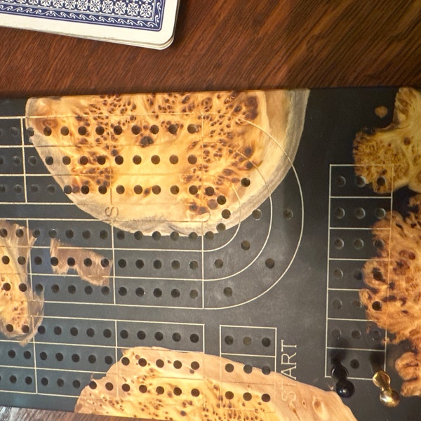 Premium Handmade Cribbage Board Made From Maple Burl and Ghost Resin W ...