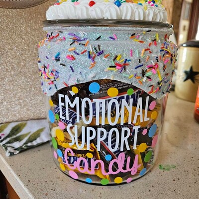 Personalized Funny Glass Candy Jar for Emotional Support, Custom Office ...