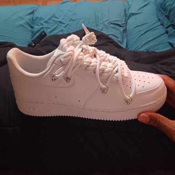 Custom Air Force 1 "tripe Matte White Rope Laces" // Overlay Extra ...