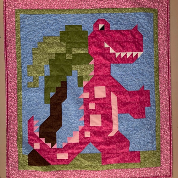 T-rex Quilt Pattern, 3 Sizes: 36x42, 24x28, 48x56, Instant Download ...