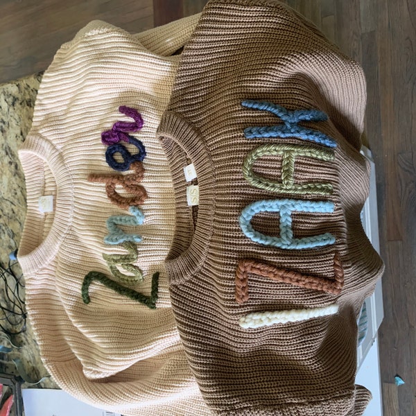 Custom Hand Embroidered Toddler and Baby Name Sweater | Keepsake Kids ...