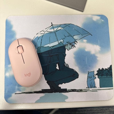 Satoru Gojo Rain Mouse Pad Deskmat Anime Jujutsu Kaisen Cat Blue Cute ...