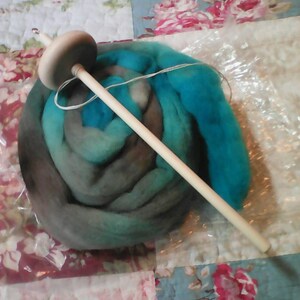 Drop Spindle Kit for Beginner W/ Fiber Top Whorl Wool Yarn Spinning ...