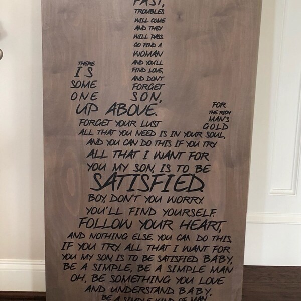 Large Simple Man Lyrics in Guitar - Wall Decal Custom Vinyl Art ...