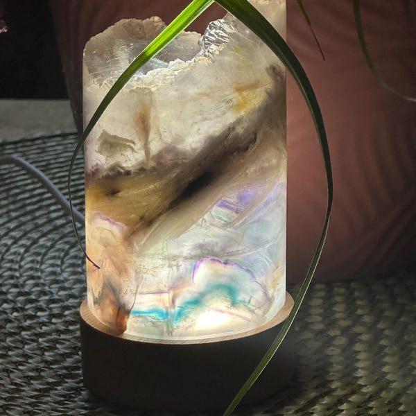 Rainbow Fluorite Craft Lamp Decor,rainbow Lamp, Home Decor, Quartz ...