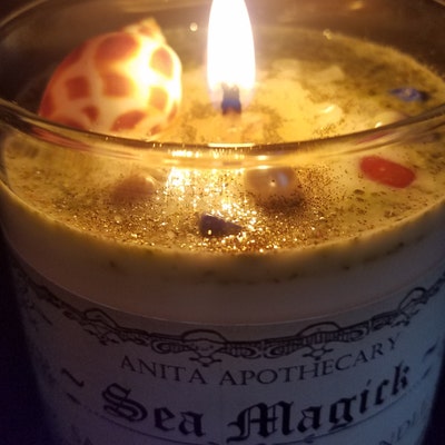 Sea Magick Ritual Candle Witchcraft, Sea Shell, Moonstone, Sea Witch ...