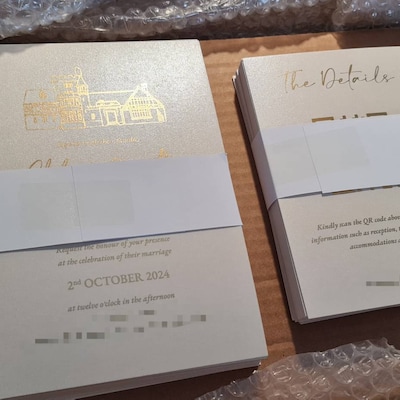 Modern Concertina Wedding Invitation Neutral Trifold Wedding Invite ...