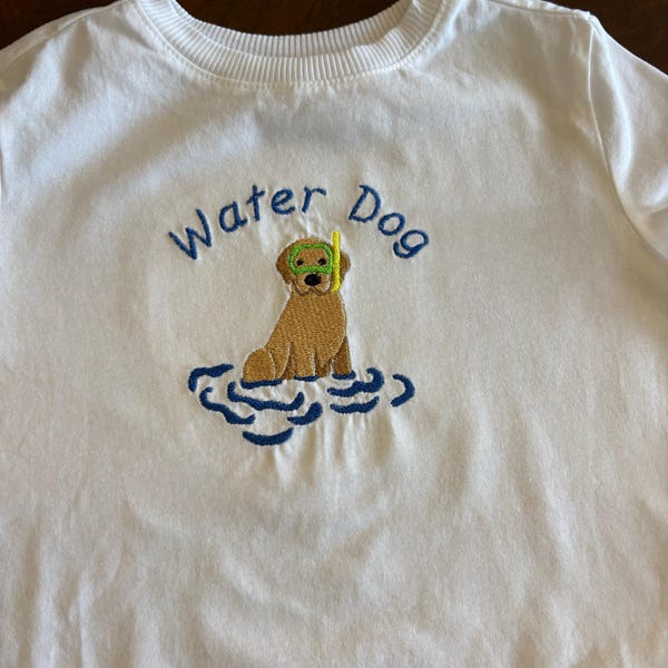 Snorkeling Dog Embroidery Design: Summer Lab, Pool Dog (digital ...