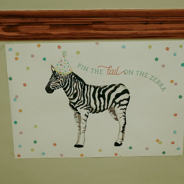 Pin the Tail on the Zebra, Party Animals Games | Printable DIY, Instant ...