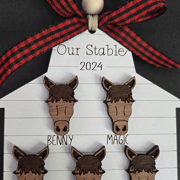 Horse Stable Ornament, 1-15 Names, Horse Family, Our Herd, Equine ...