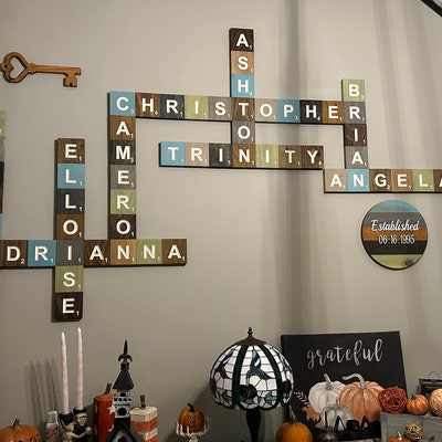 Scrabble Wall,46 Tile Colors ,farmhouse Carved Decor,rustic ...