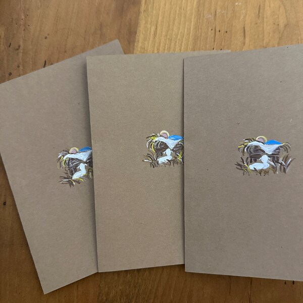 Hand-painted Floral Blank Card, Kraft Paper Cards, Rustic Cards, Blank ...