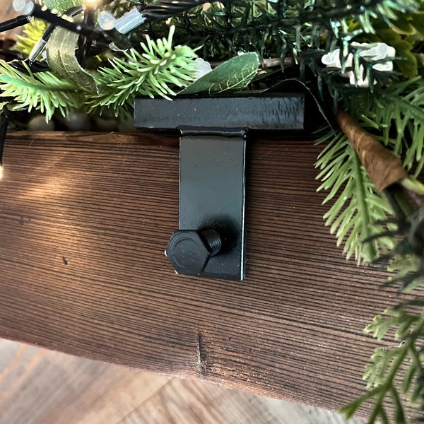 Christmas Stocking Hanger, Rustic, Black Iron Mantel Hanger, Farmhouse ...