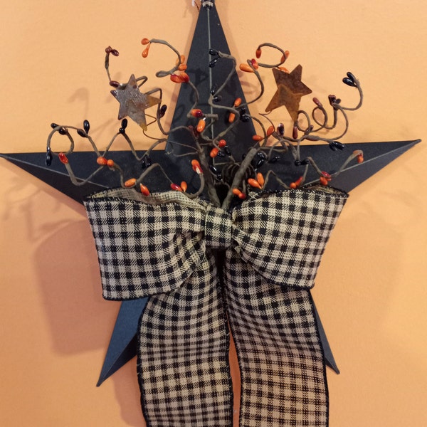Black Metal Barn Star: Country Pip Berry Decor, 12" Rustic Bow - Etsy