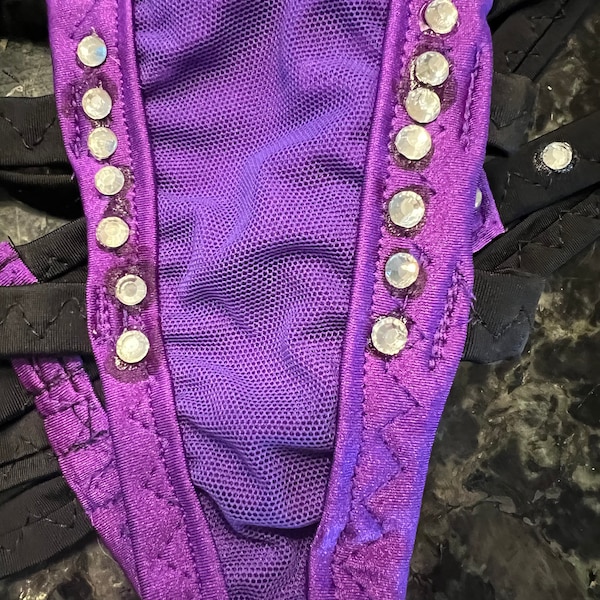 One Piece Stripper Outfit W/rear Chains & Sequins Stretch Lace High End ...