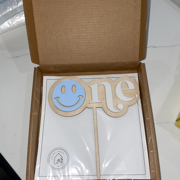 Smiley One Cake Topper, First Birthday, Smiley Faces, One Happy Dude ...