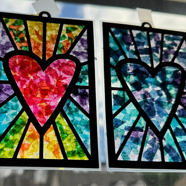 15+ Valentine's Day Heart Paper Stained Glass Project, Kids Classroom ...