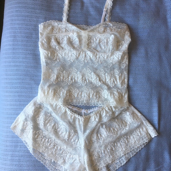 Bralette and French Knicker Set in Dark Cream Lace by Fidditchdesigns ...