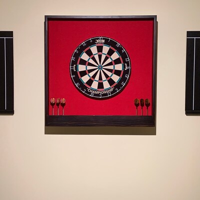 All Black Dart Board Backboard, Oversized 32 X 32 Surround Dartboard ...
